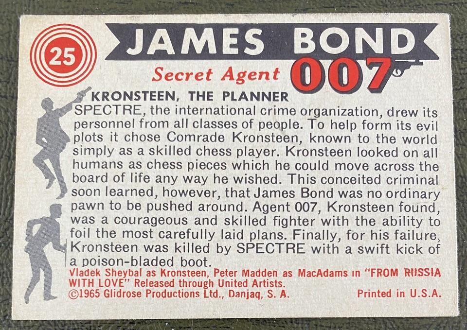 1965 TOPPS JAMES BOND #25 KRONSTEEN THE PLANNER**EM+ | eBay