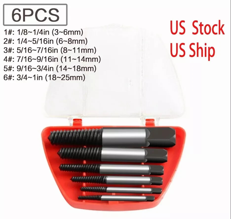 6Pcs Screw Extractor Set Hex Head Multi-Spline Easy Out Bolt Extractor ...