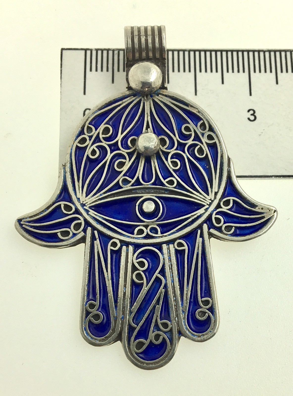 SILVER Cobalt Blue Enamel Moroccan Berber Hamsa Evil Eye Amulet ...