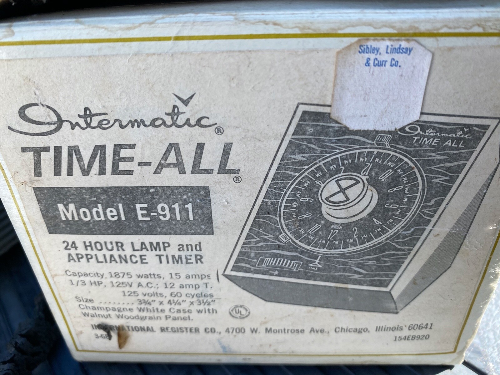 Vintage Intermatic Time All Automatic TIMER Model E911 | eBay