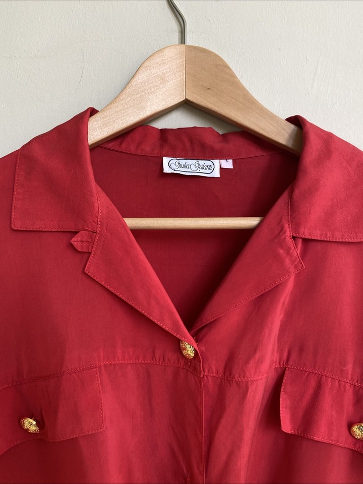 Guila Galanti Vintage 1980s Red Blouse Size 16 | eBay UK