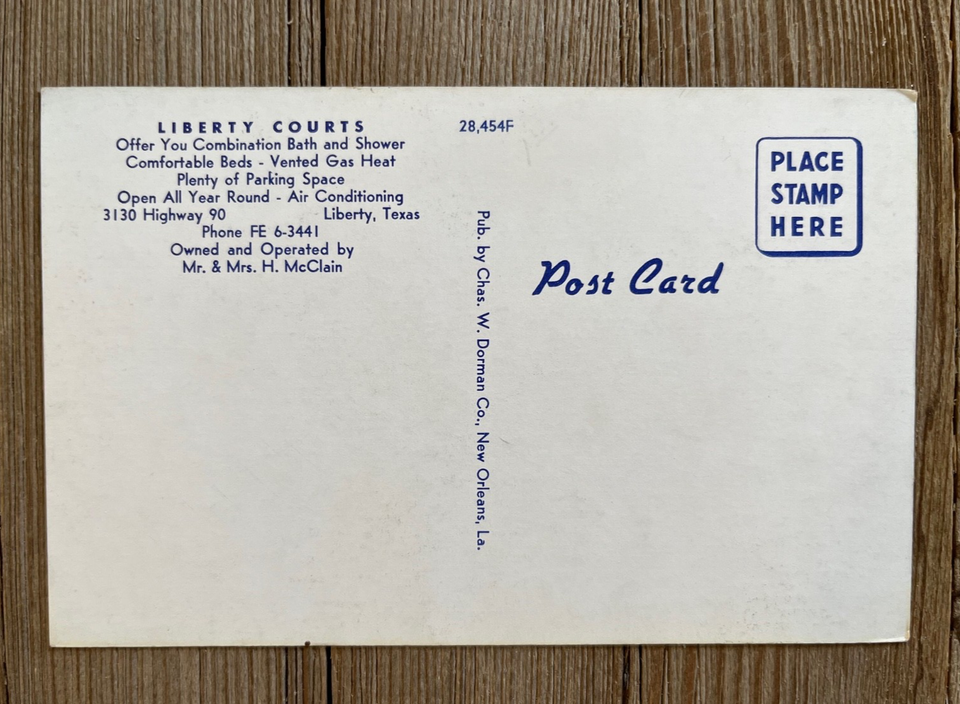 Vintage Postcard Liberty Texas TX Hotel Motel Courts County Highway 90 ...