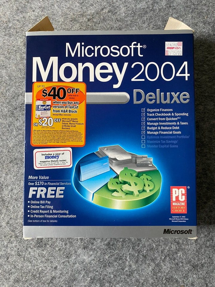 Microsoft Money 2004 Deluxe For Windows - New Old Stock in Box - Rare ...