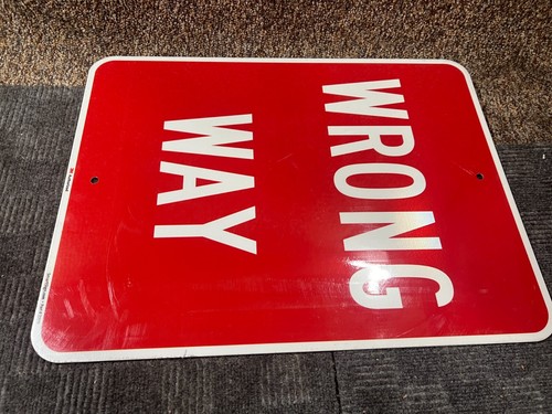 SmartSign Wrong Way Sign 18 x 24 Metal 221U 3M Authorized Heavy Duty ...