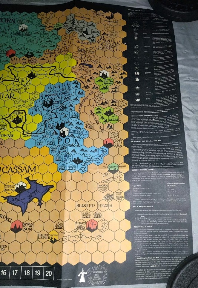TSR Divine Right GAME BOARD MAP MAPSHEET WORLD 1979 Magic Realm AVALON ...