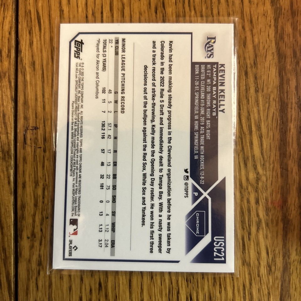 Kevin Kelly RC 2023 Topps Chrome Update Tampa Bay Rays #USC21 | eBay