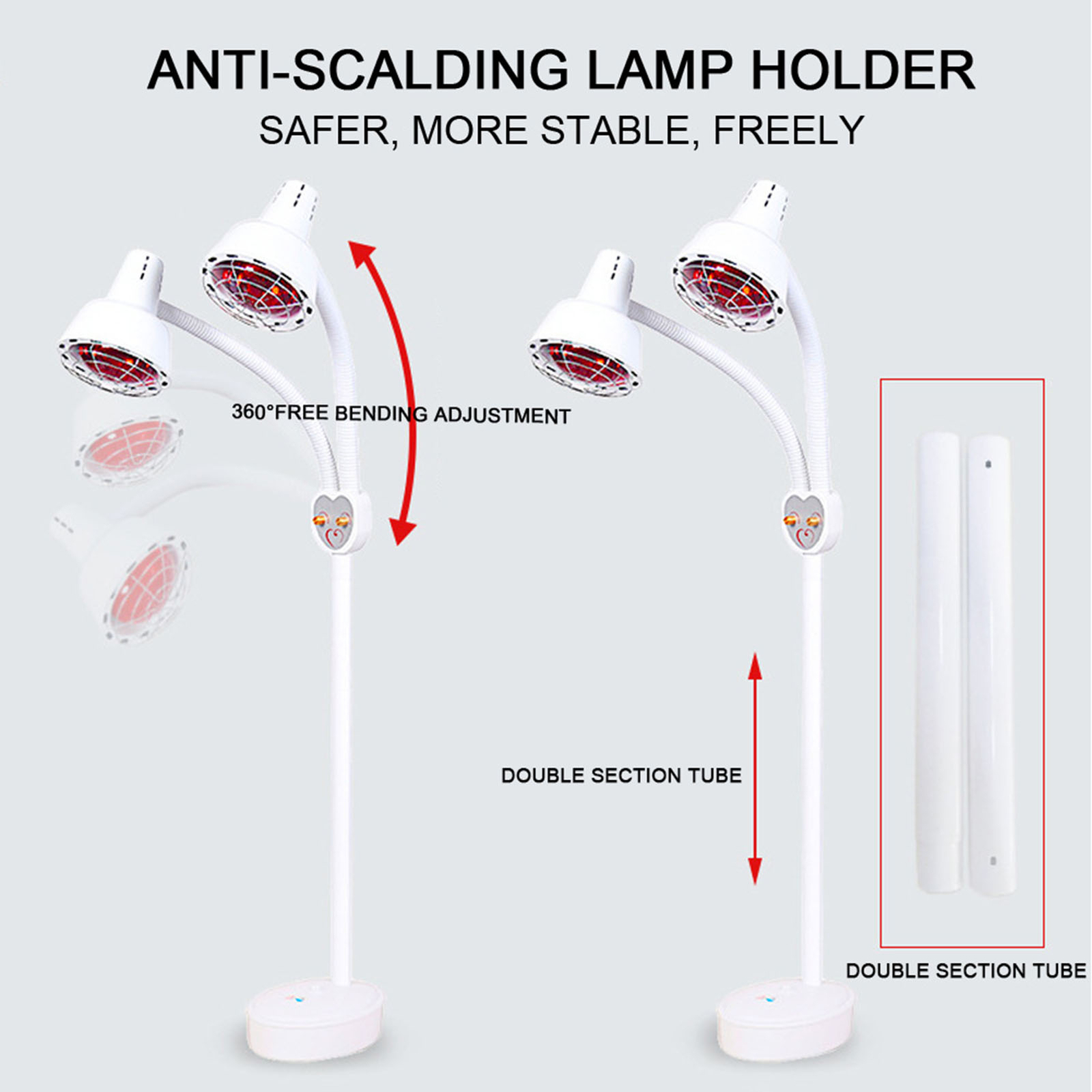 Double Head Type Infrared Heat Light Therapy Lamp Pain Relief Floor ...