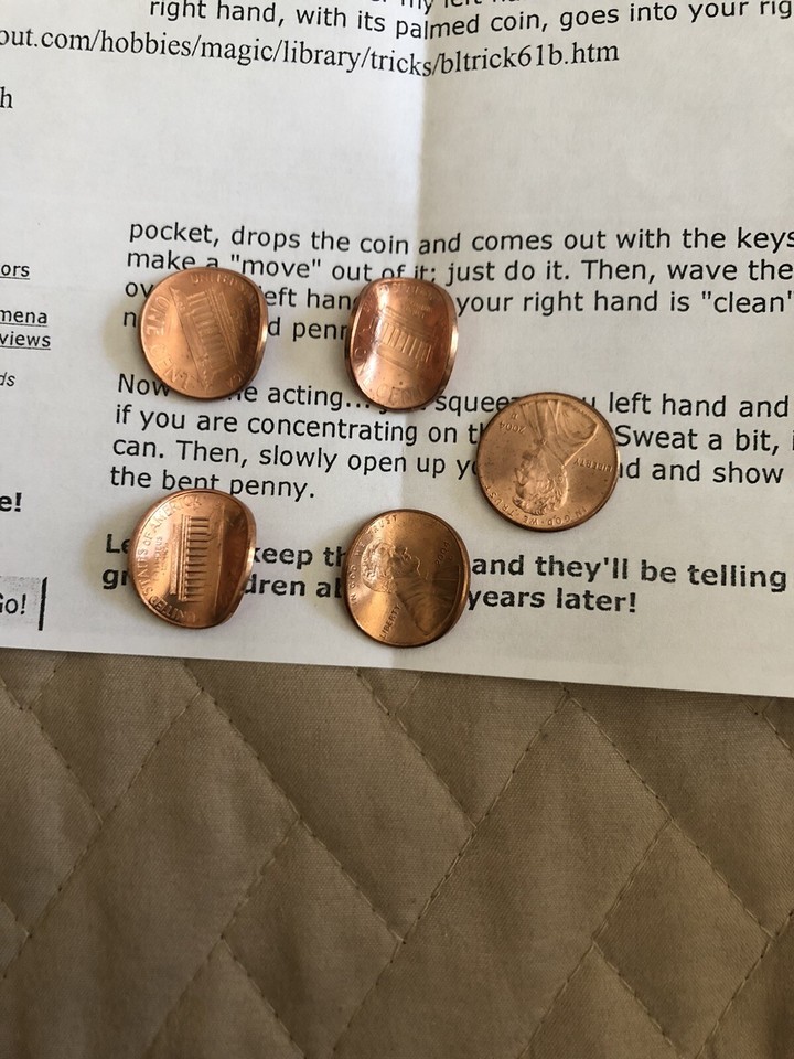 Bent Coin~Magic Trick~ Unusual~ Super Strength~Real Coins~Bar Bet ...