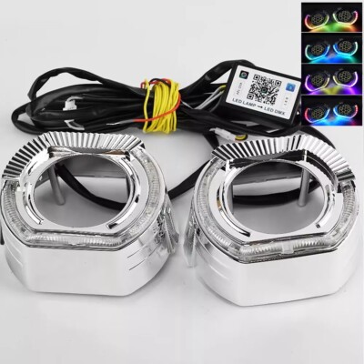 2.5'' HID Bixenon Projector Lens Red Blue LED Angel Eyes Turn Signals ...