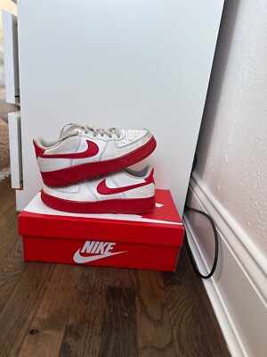 nike shoes youth size 5 Air force 1 red swoosh red insole red outsole ...