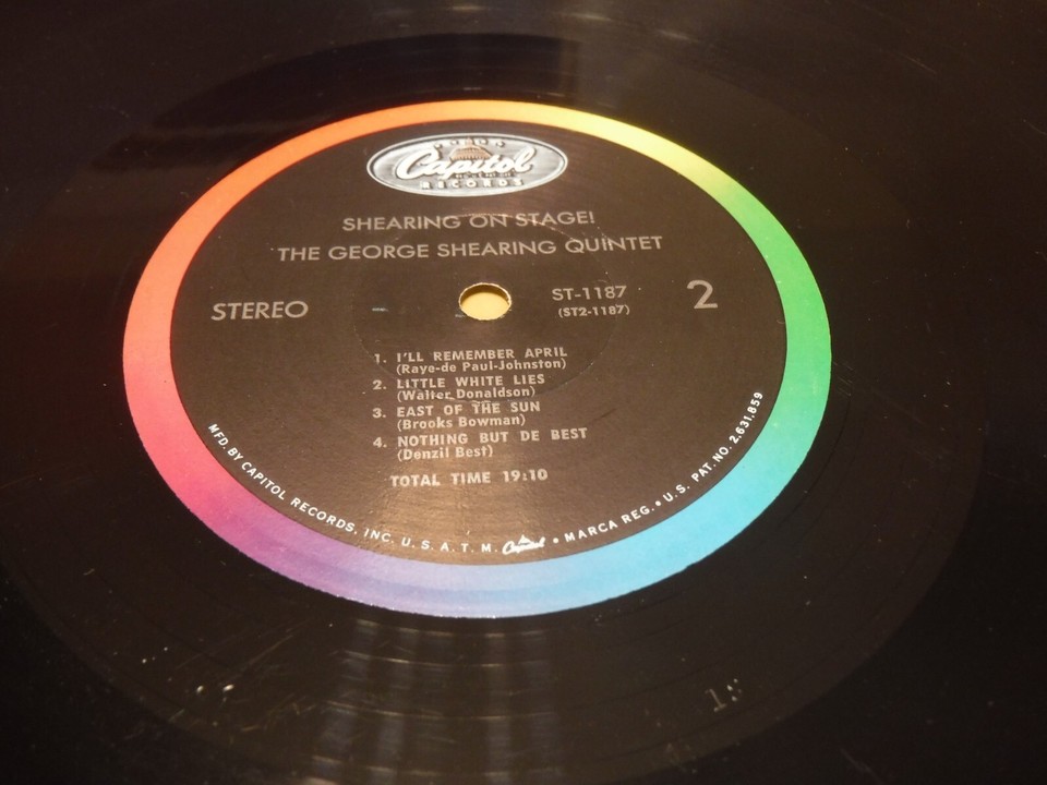 The George Shearing Quintet Shearing On Stage Capitol ST 1187 1959 LP ...