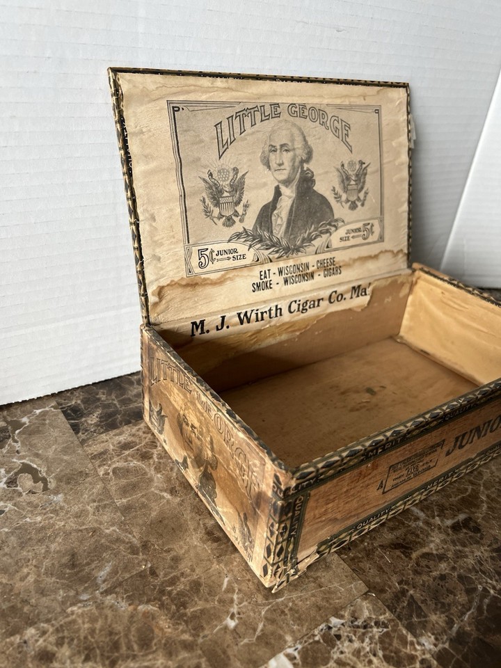 Antique 1900s Little George Washington Wood Cigar Box Wisconsin | eBay