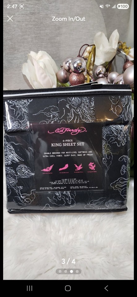 Ed Hardy King Sheet Set 6 Piece Tattoo Tiger Rose Bedding New | eBay