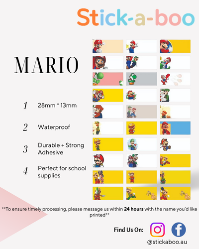 Mario Personalized Name Sticker | eBay Australia