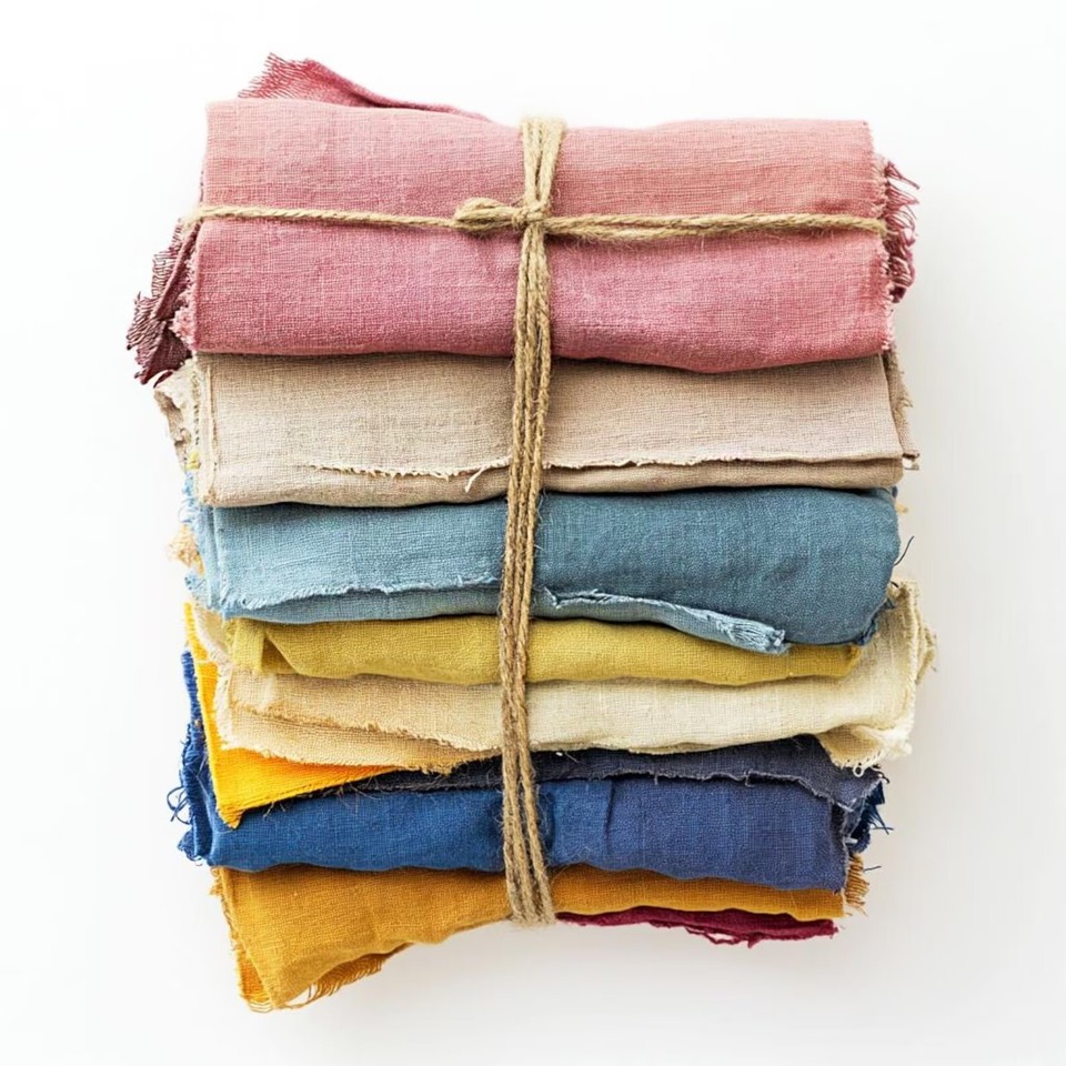 50 Pcs Mix linen fabric remnants - quilting fabric - linen fabric ...