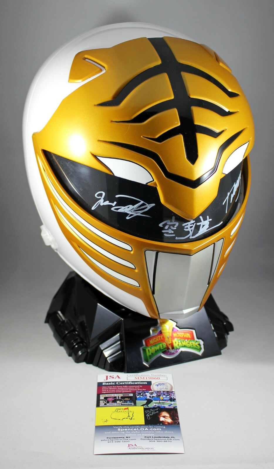 JASON DAVID FRANK SIGNED WHITE RANGER FULL-SIZE LIGHTNING HELMET MMPR ...