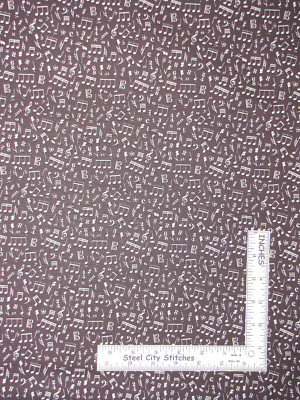 Cream Music Notes Toss on Dark Gray Cotton Fabric Windham Type Band By ...