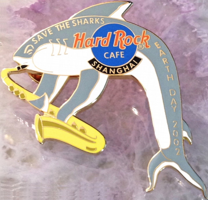 Hard Rock Cafe SHANGHAI 2002 EARTH DAY PIN Shark Playing Sax - HRC Logo ...