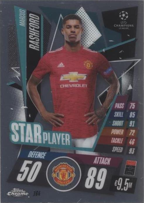 2020-21 Topps Chrome Match Attax UCL - Star Player Marcus Rashford #164 ...