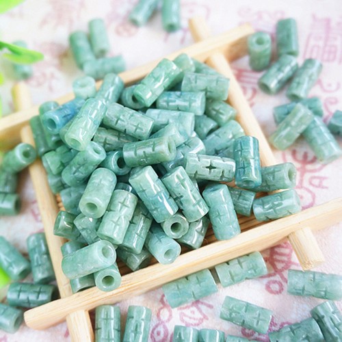10PCS Best Jade Jadeite Carved Cross Long Column Bead Lucky DIY Loose ...