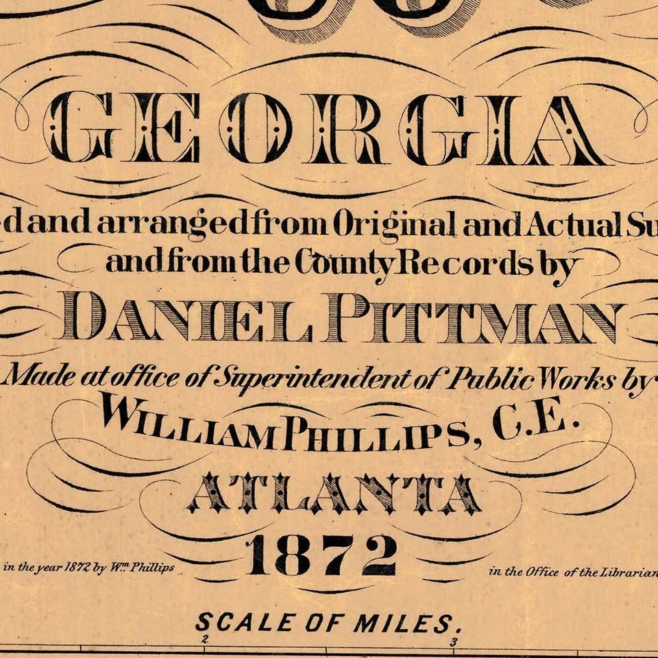 Fulton County GEORGIA Vintage ATLANTA Cadastral Landowners MAP circa ...
