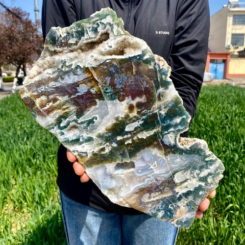 4.62LB Natural green moss agate water grass quartz crystal polishing ...