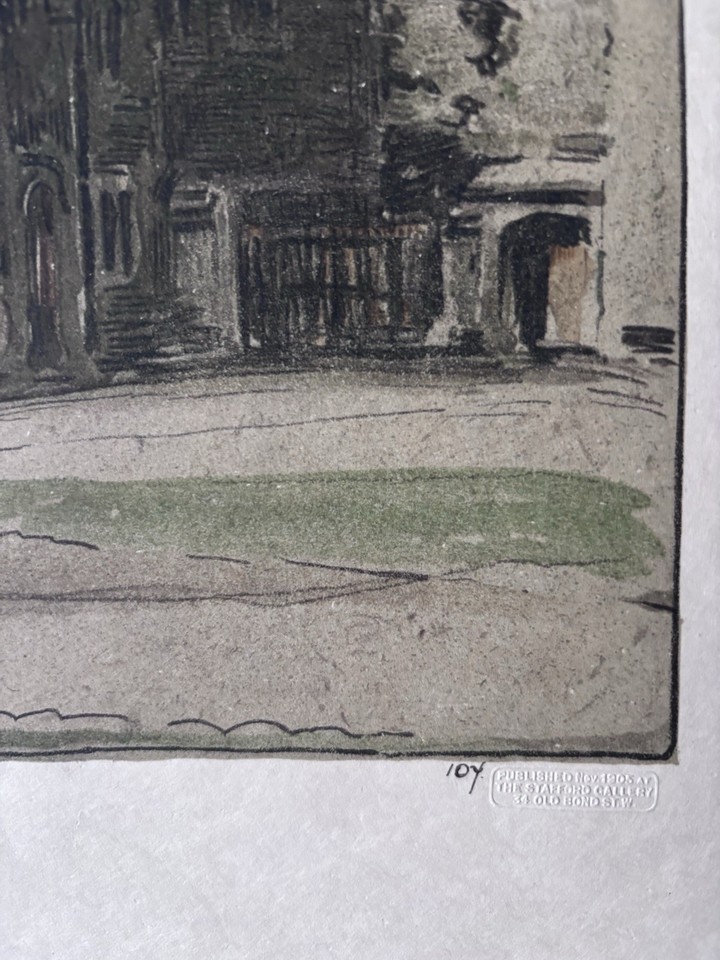 SIR WILLIAM NICHOLSON RA INK SIGNED LITHOGRAPH Magdalen College Oxford ...