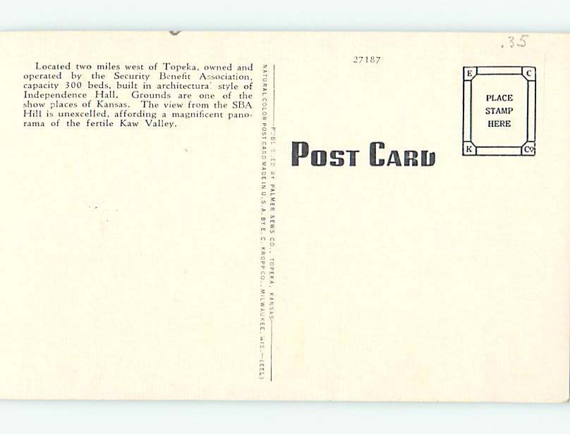 Unused Linen HOSPITAL SCENE Topeka Kansas KS W2722 | eBay