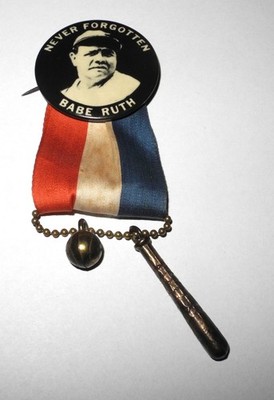 1948 Baseball Babe Ruth Never Forgotten Memorial Souvenir Pin Button ...