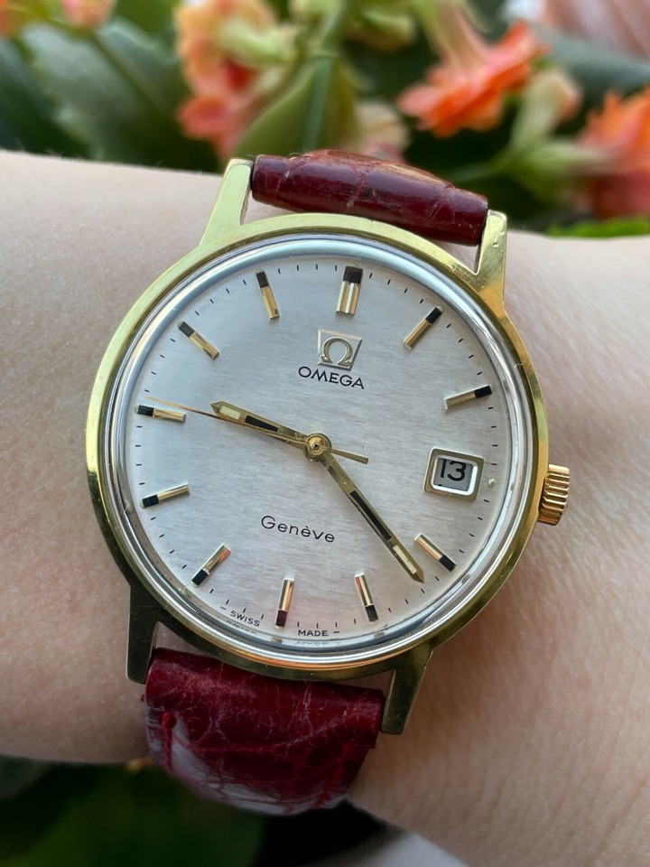 OMEGA GENEVE CALENDAR WATCH 136.070 MANUAL CAL.613 MENS 35mm SWISS JUST ...