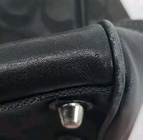 COACH Signature Hampton Belted Monogram Hand Bag Black SATCHEL Braided ...