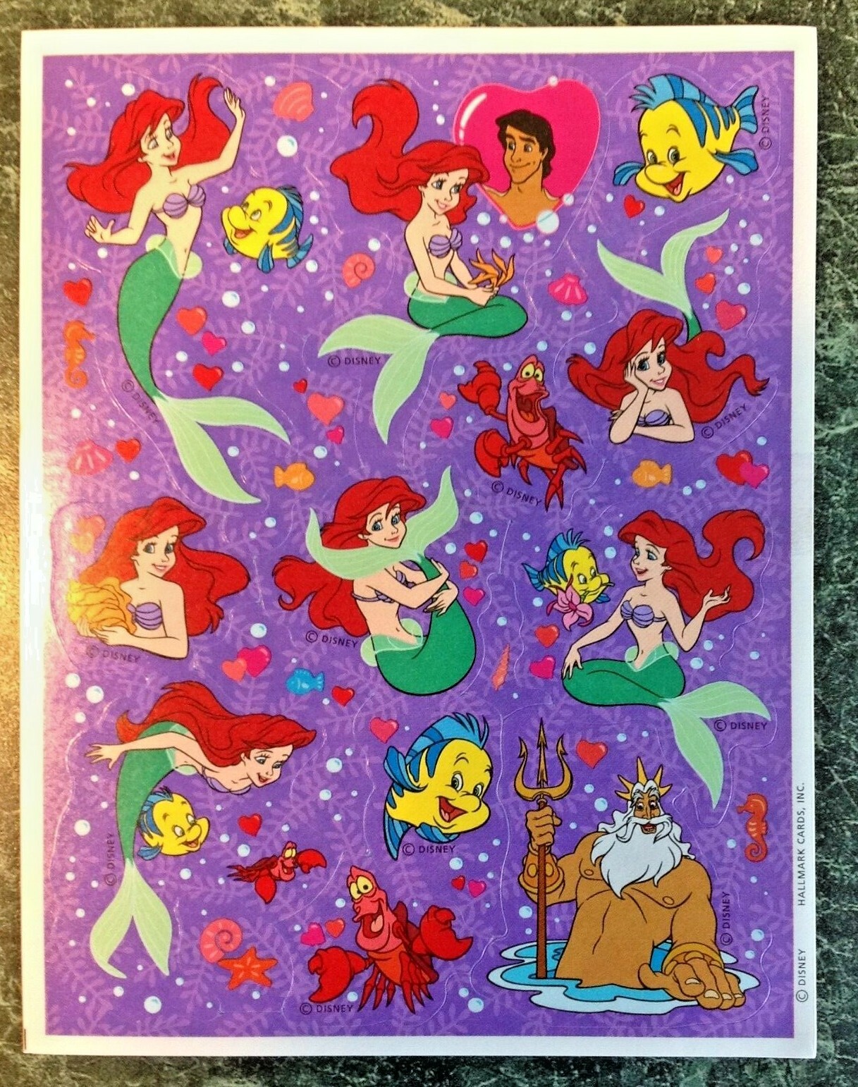 Vintage HALLMARK Disney Sticker Sheet LITTLE MERMAID Collectible ARIEL ...