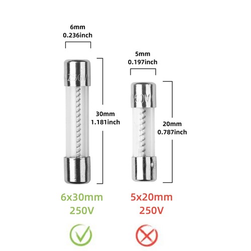 20Pcs T2AL250V 2A 250V SLOW Blow Glass Fuse 6X30mm 2 amp T2AL Time ...