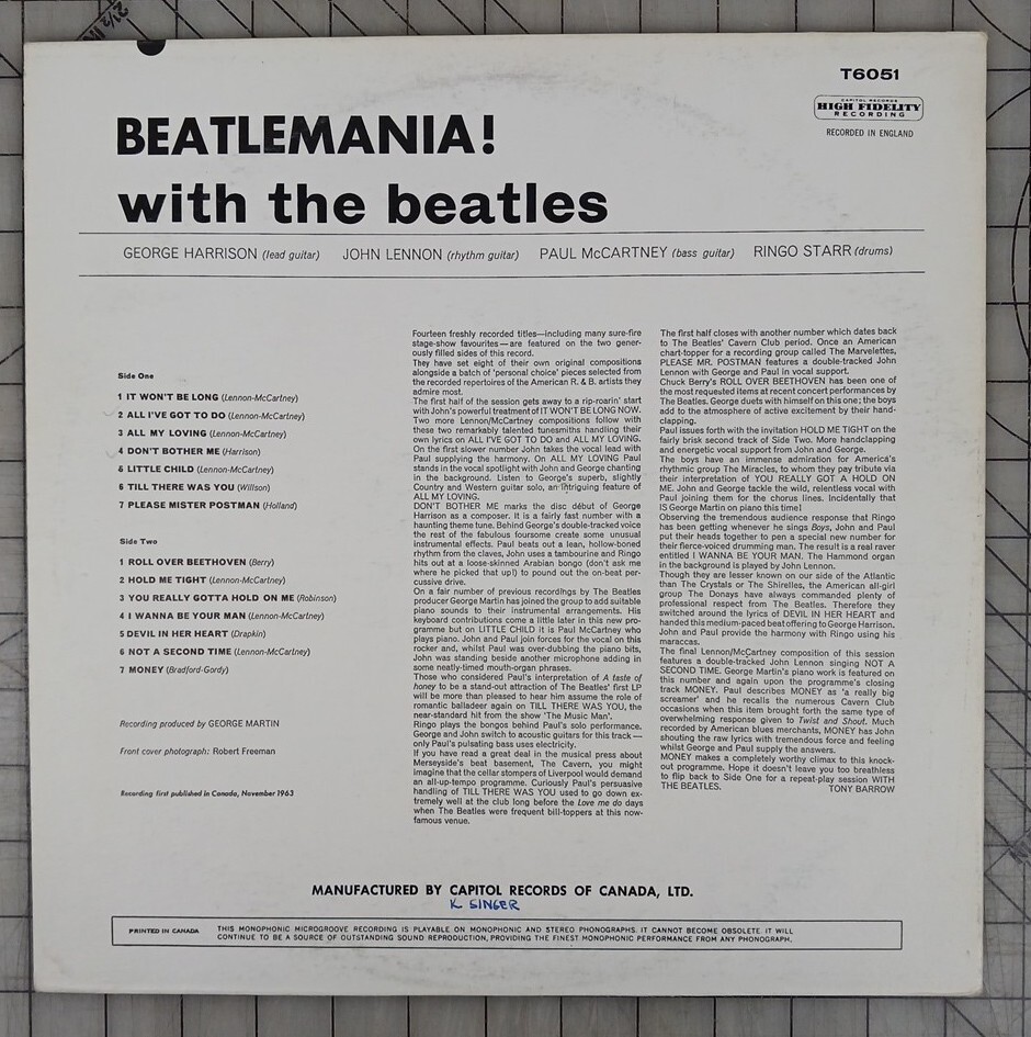 The Beatles - Beatlemania! Vinyl Record LP T-6051 Capital Records ...