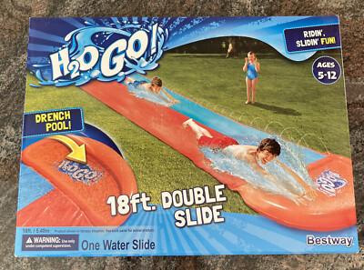 Water Slide Bestway H20 GO Slip Double Slide W/ Drench Pool for Kids 18 ...