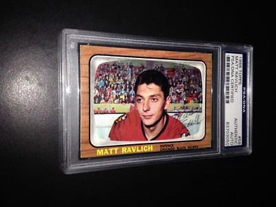 Matt Ravlich Signed 1966-67 Topps Blackahwks Card PSA Slabbed #21386122 ...