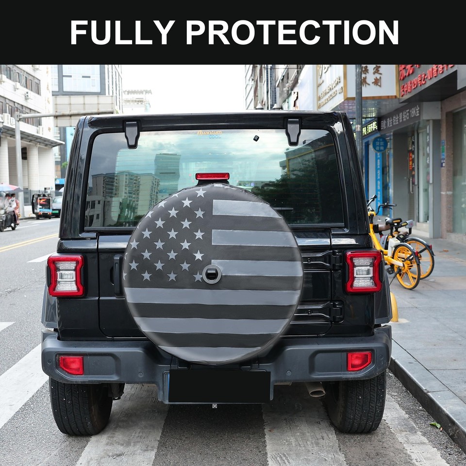 MOONET Tire Cover for Jeep Wrangler JL, Back-up Camera Hole, Grey Flag ...