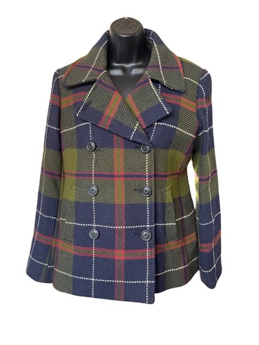 J. Crew Women’s Plaid Double Breasted Fully Lined Wool Y2K Peacoat ...