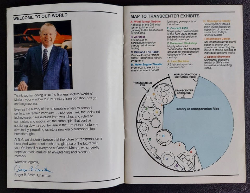 1987 Walt Disney World Epcot Center World of Motion Handbook GM Pontiac ...
