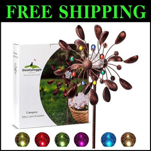 Bronze Solar Wind Spinner - 75-Inch Kinetic Sculpture with Color ...