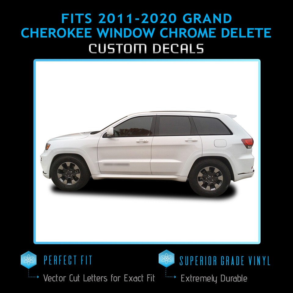 Fit 11-21 Grand Cherokee Window Trim Chrome Delete Blackout Precut ...