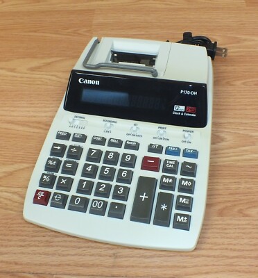 A/C Power Canon P170-DH Printing Calculator w/ Calendar & Clock 2 Color ...
