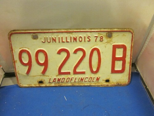 VINTAGE ILLINOIS LICENSE PLATE # 99 220 B 1978 | eBay