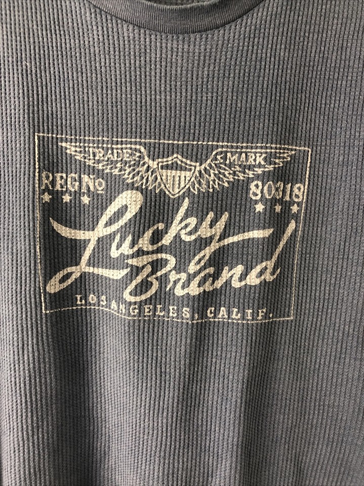 Lucky Brand Henley Shirt Mens Sz S Blue Thermal Waffle Knit Casual | eBay