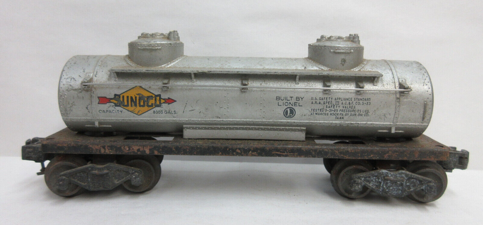Lionel O Gauge #6465 Two Dome Sunoco Tank Car 1:48 Scale Model Railroad ...