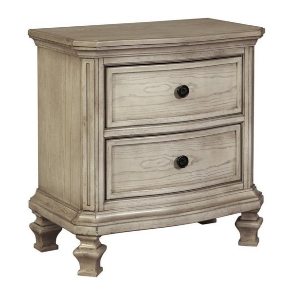 Demarlos Two Drawer Night Stand Parchment White - Signature Design by ...