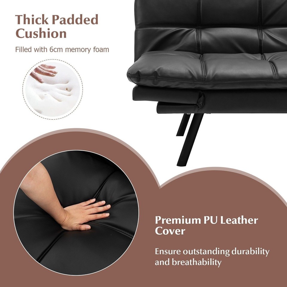 2 Seat Convertible Loveseat Sofa Bed Memory Foam Sleeper Couch 3-level ...