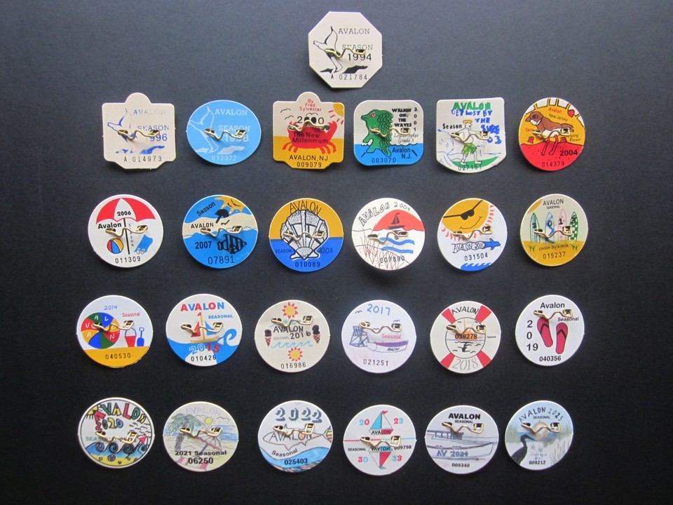 25 YEAR COLLECTION AVALON NEW JERSEY SEASONAL BEACH BADGES/TAGS | eBay