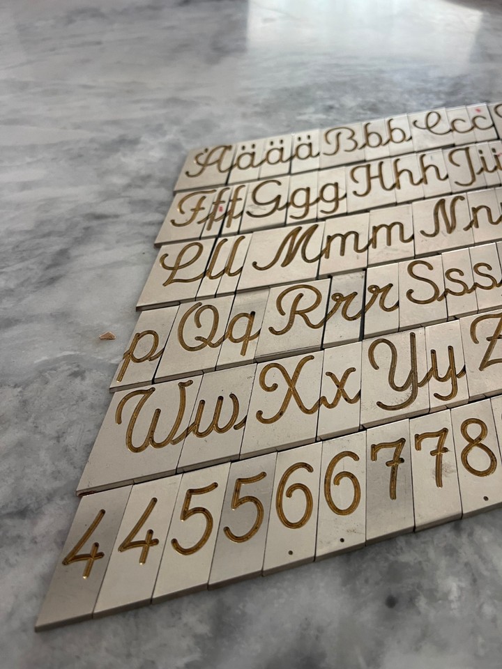 ELMA RINGSTAR FONT LETTER SET used CONNECTING SCRIPT ENGRAVING LETTERS ...