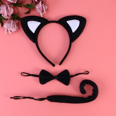 3Pcs Kids Cat Ears Headband Bow Ties Tail Set Party Cosplay Costume ...
